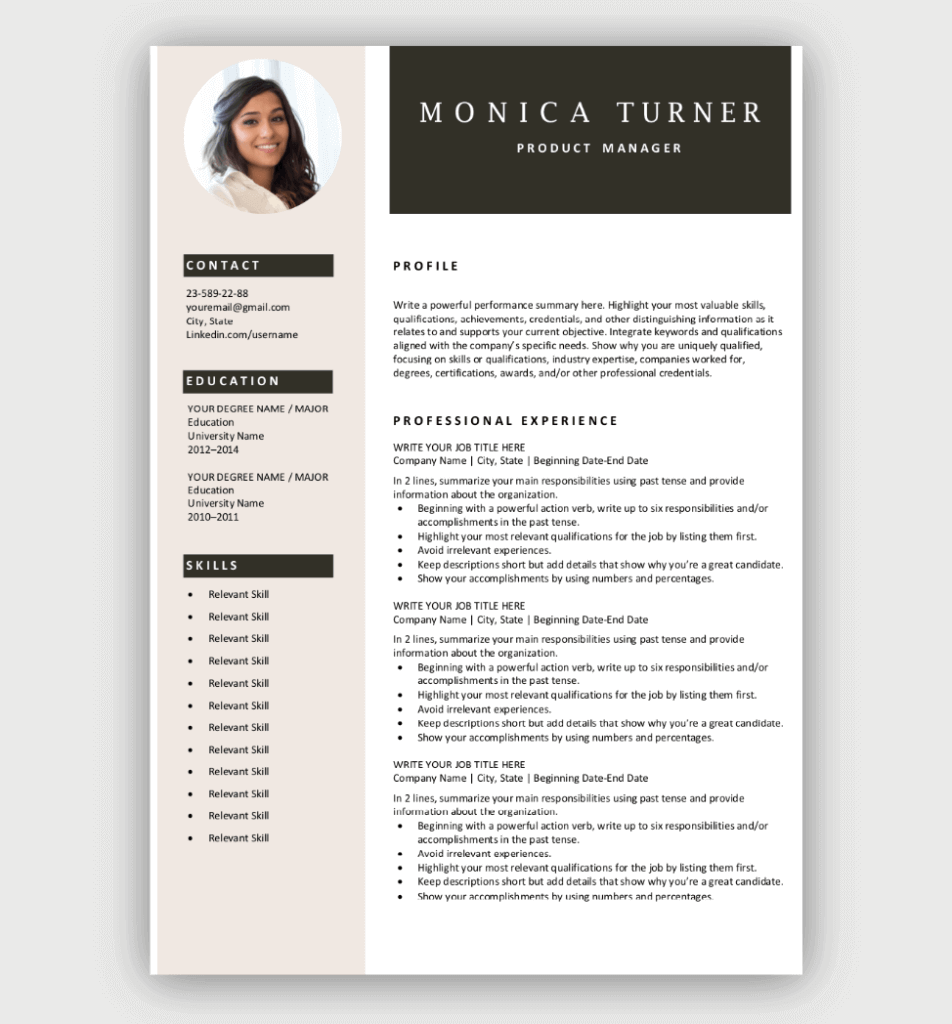 Modern Resume Template Download For Free