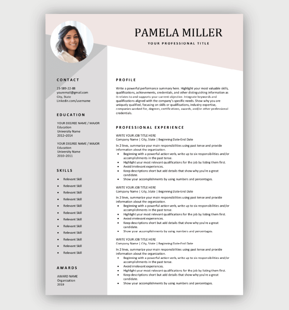 Modern Resume Template Download For Free